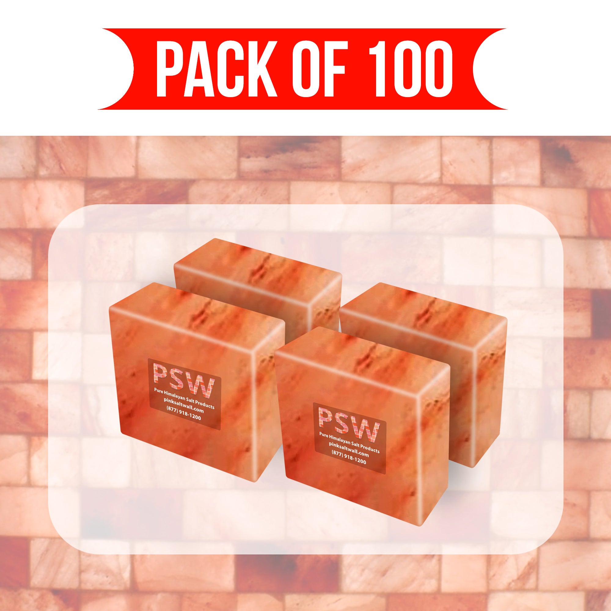 Himalayan Salt Blocks 4"(L) x 4"(W) x 2"(H) - Pink Salt Wall