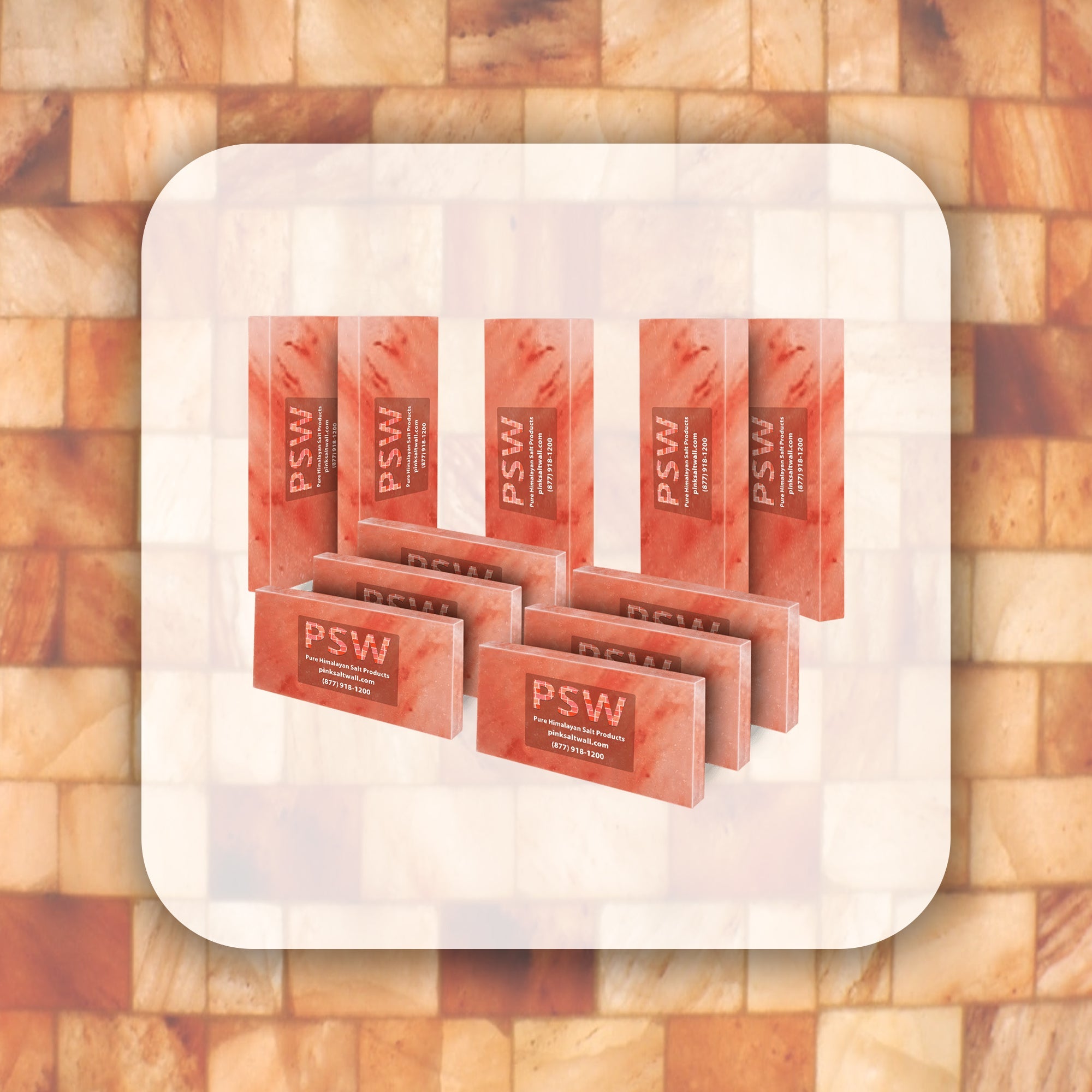 Himalayan Pink Salt Tiles - Salt Blocks - Salt Bricks - Pink Salt Wall
